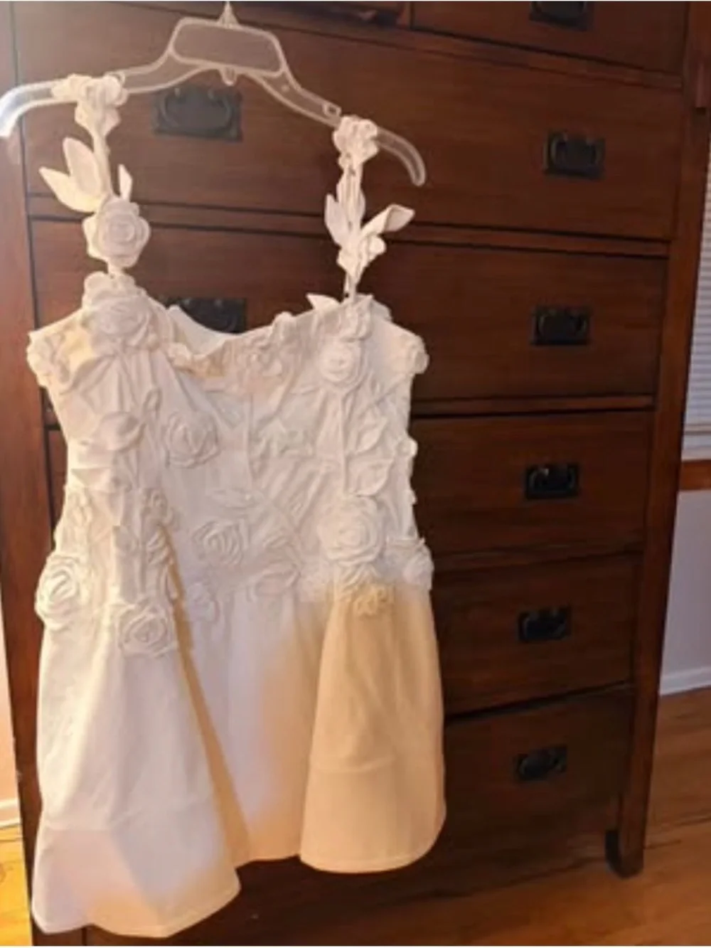 BHLDN | Dresses | Bhldn Cream 3d Floral Appliqu Mini Dress | Poshmark